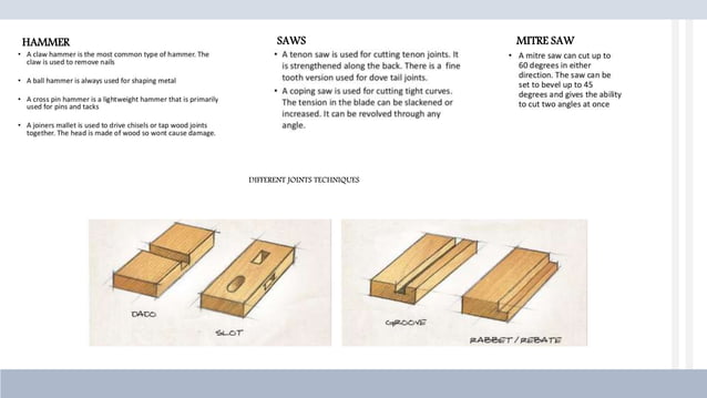 Wood joinery its types and its uses by khadija javed | PPTX