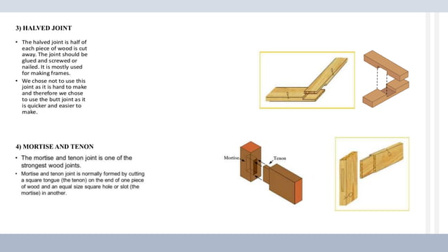 Wood joinery its types and its uses by khadija javed | PPTX