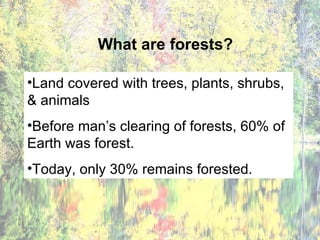 Woodland notes Notes on different types of forests, including niches ...