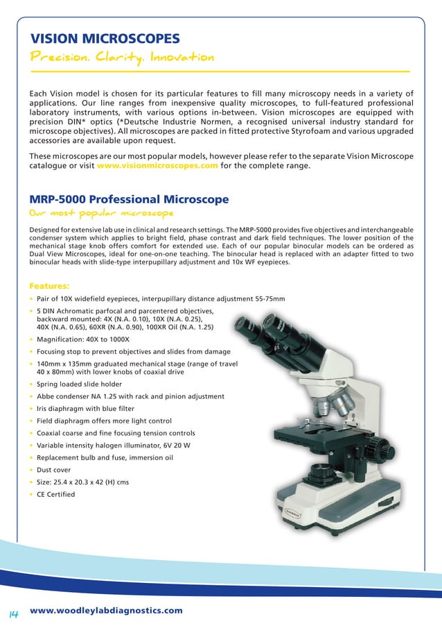Woodley Lab Diagnostics Product Brochure 2011 | PDF