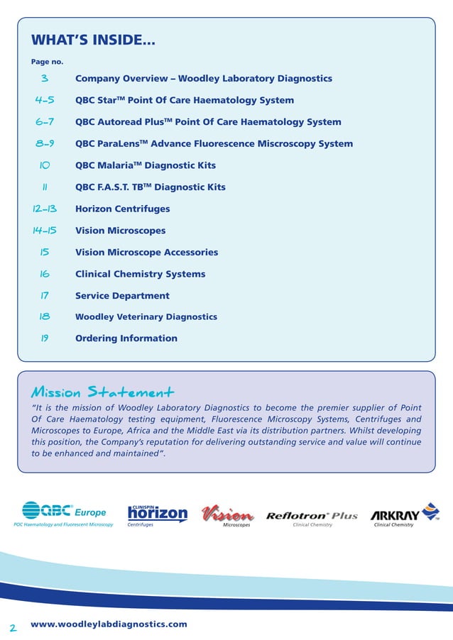 Woodley Lab Diagnostics Product Brochure 2011 | PDF