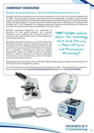 Woodley Lab Diagnostics Product Brochure 2011 | PDF