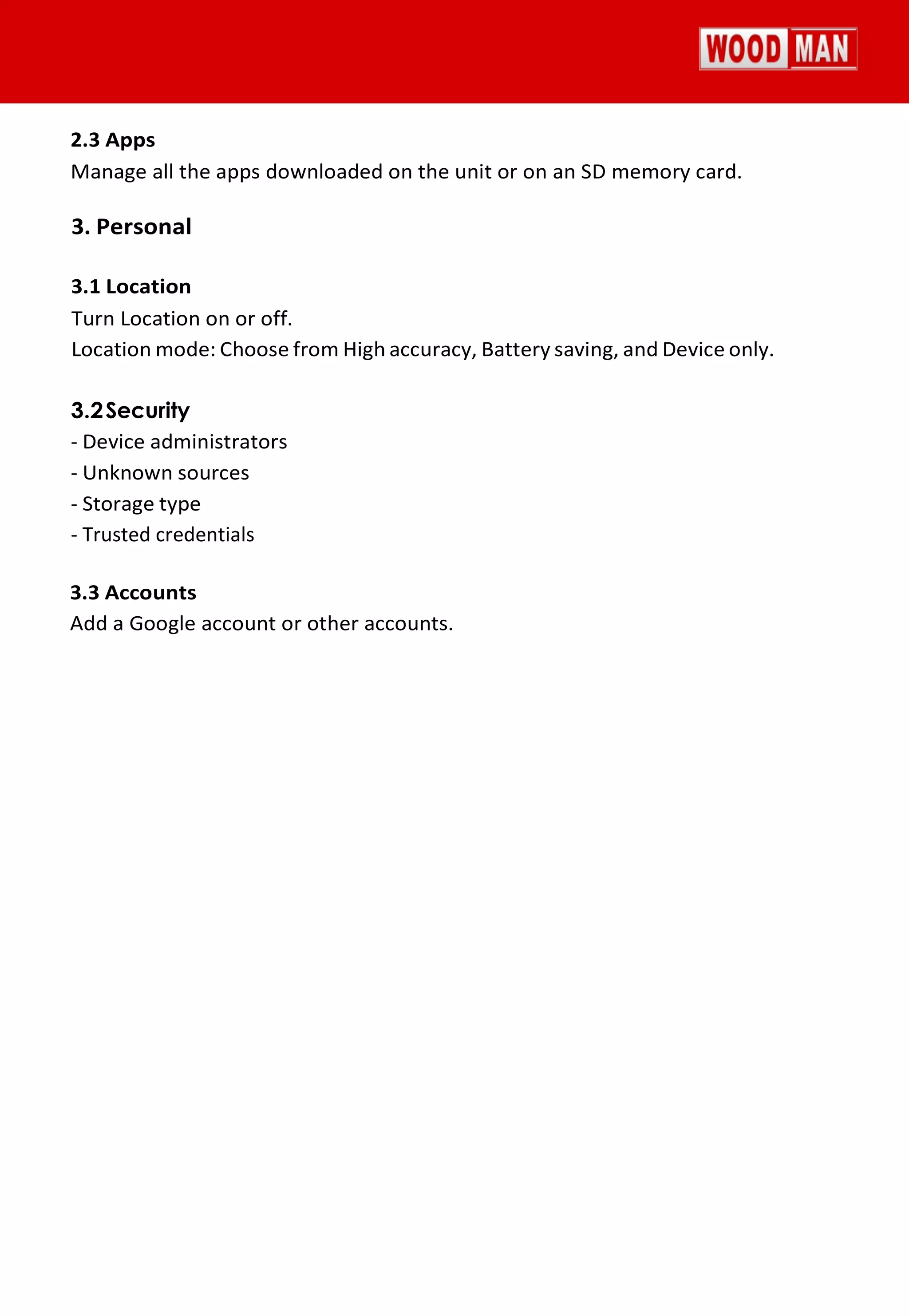 Woodman android manual | PDF