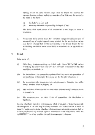 Wood Pellets Sales Agreement Sample (Purchase this doc, Text ...