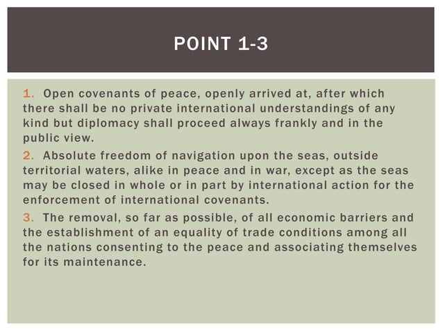 Woodrow wilson’s 14 point plan | PPTX | Political Issues & policy ...