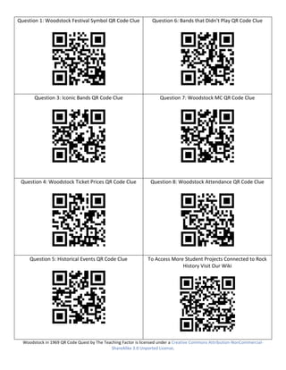 Woodstock in 1969 qr code quest | DOCX | Music | Entertainment
