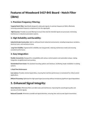 Woodward 5437-845 Board: 3kHz Notch Filter Technical Specifications and ...