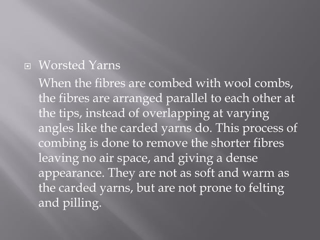 Woolen vs worsted Fibres | PDF