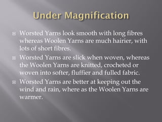 Woolen vs worsted Fibres | PDF
