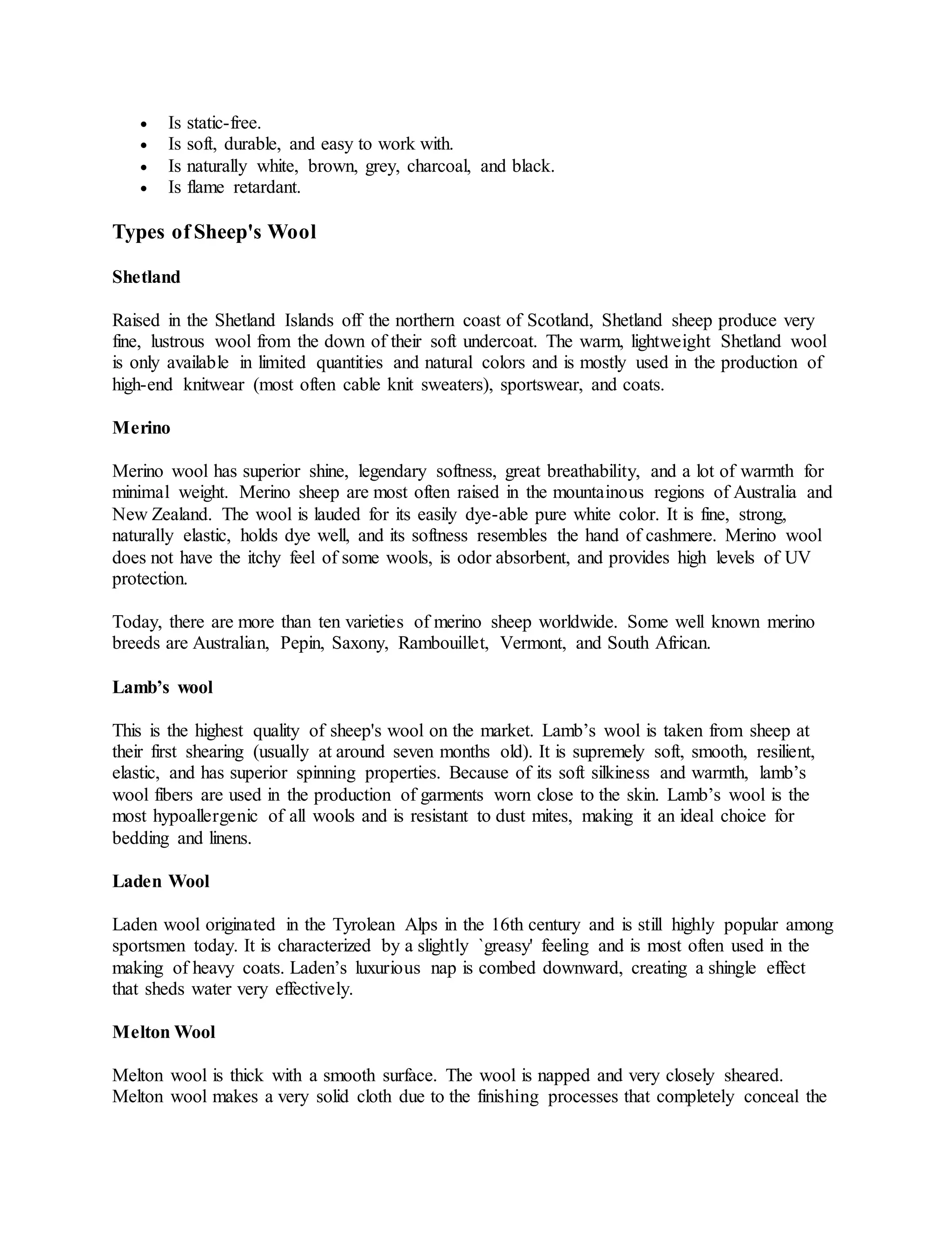 Wool is water resistant assi3 | DOCX