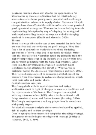 Woolworth product and services analysisWoolworths Ltd is a.docx