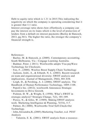 Woolworth product and services analysisWoolworths Ltd is a.docx