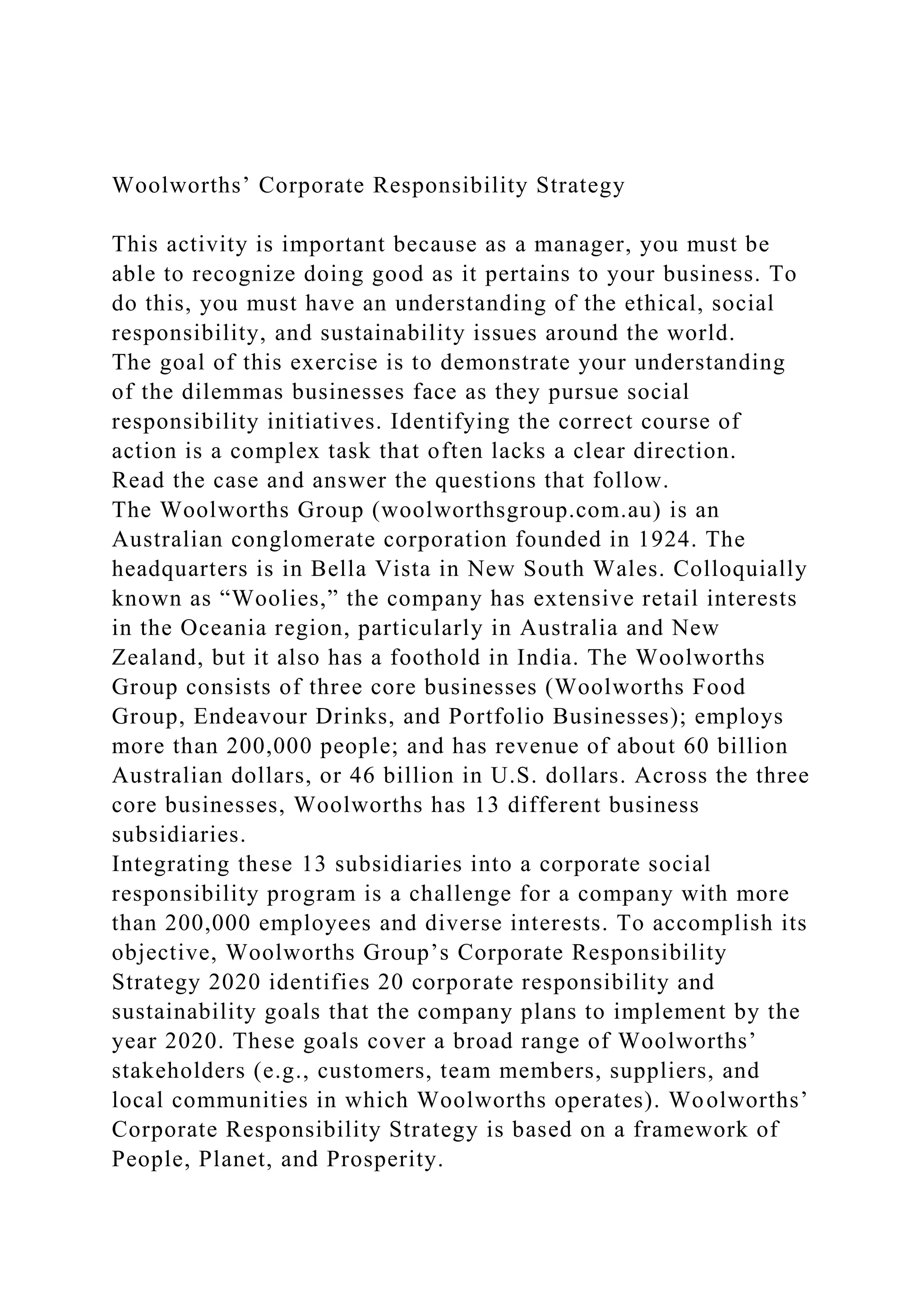Woolworths’ Corporate Responsibility StrategyThis activity is .docx