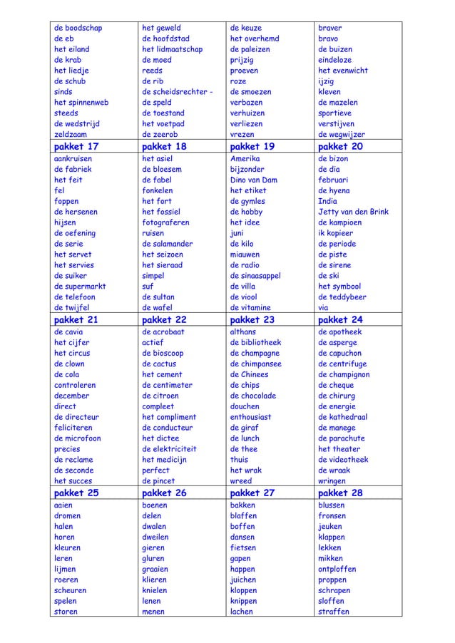 Woordpakket groep 6 Taalverhaal | PDF | Food & Drink