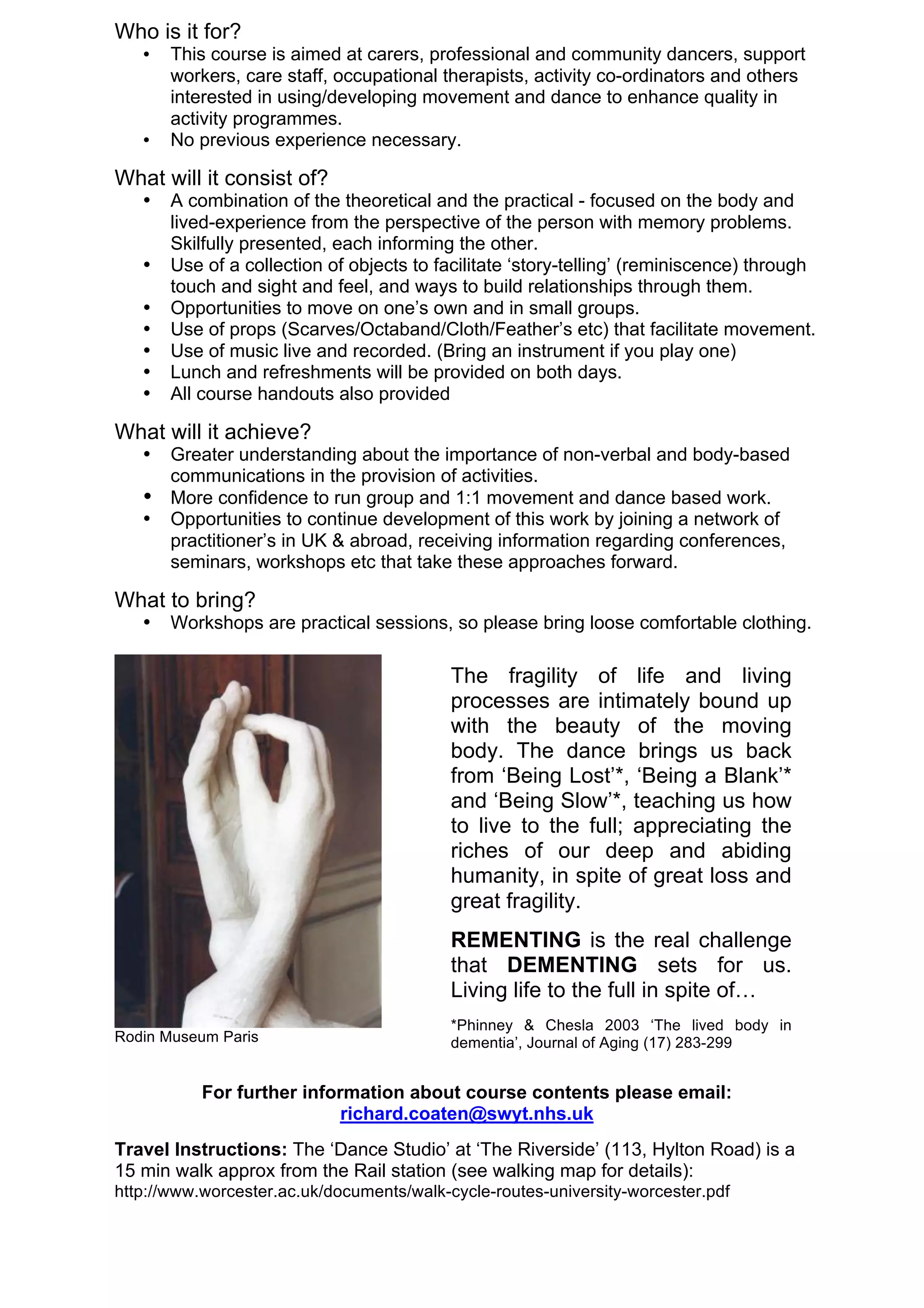 Centre of Excellence in Movement Dance & Dementia’ | PDF