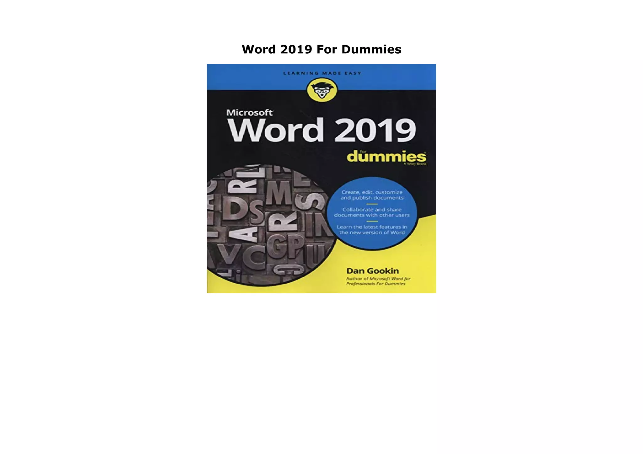 Word 2019 For Dummies | PDF