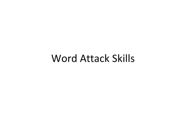 Word Attack Skills | PPS