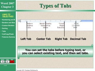 Word Chapter 3 - Formatting Paragraphs | PPT