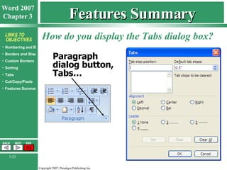 Word Chapter 3 - Formatting Paragraphs | PPT