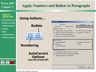 Word Chapter 3 - Formatting Paragraphs | PPT