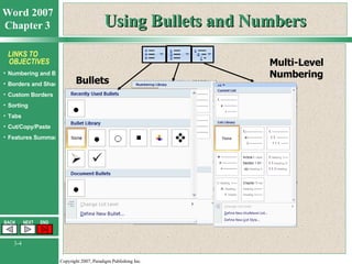 Word Chapter 3 - Formatting Paragraphs | PPT