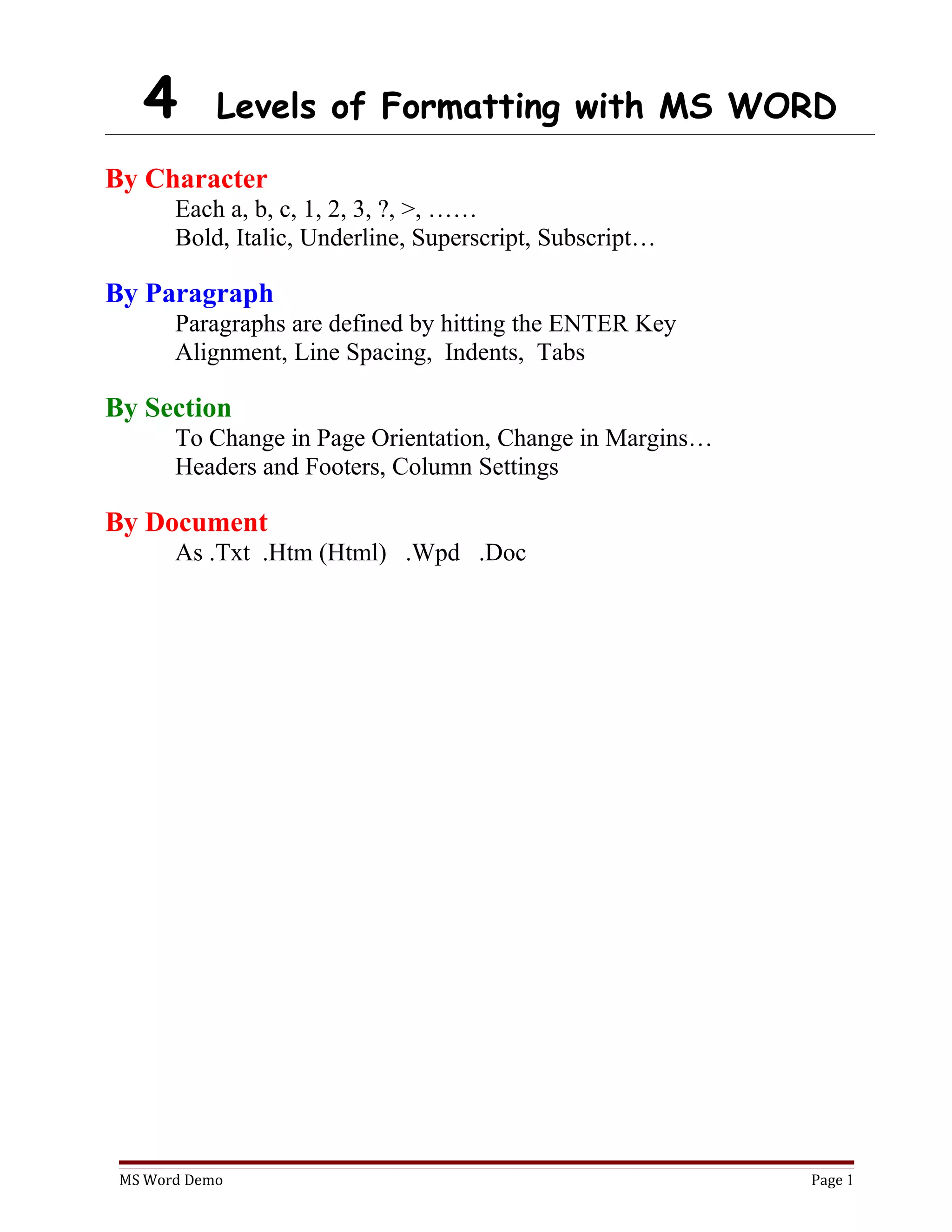 - Word Class demo file 2007 Format | DOC
