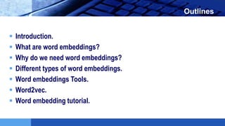 ورشة تضمين الكلمات في التعلم العميق Word embeddings workshop | PPTX