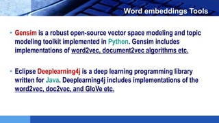 ورشة تضمين الكلمات في التعلم العميق Word embeddings workshop | PPT