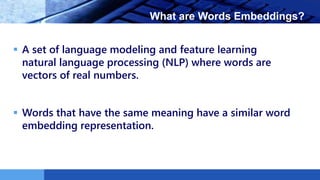ورشة تضمين الكلمات في التعلم العميق Word embeddings workshop | PPTX