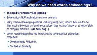 ورشة تضمين الكلمات في التعلم العميق Word embeddings workshop | PPTX