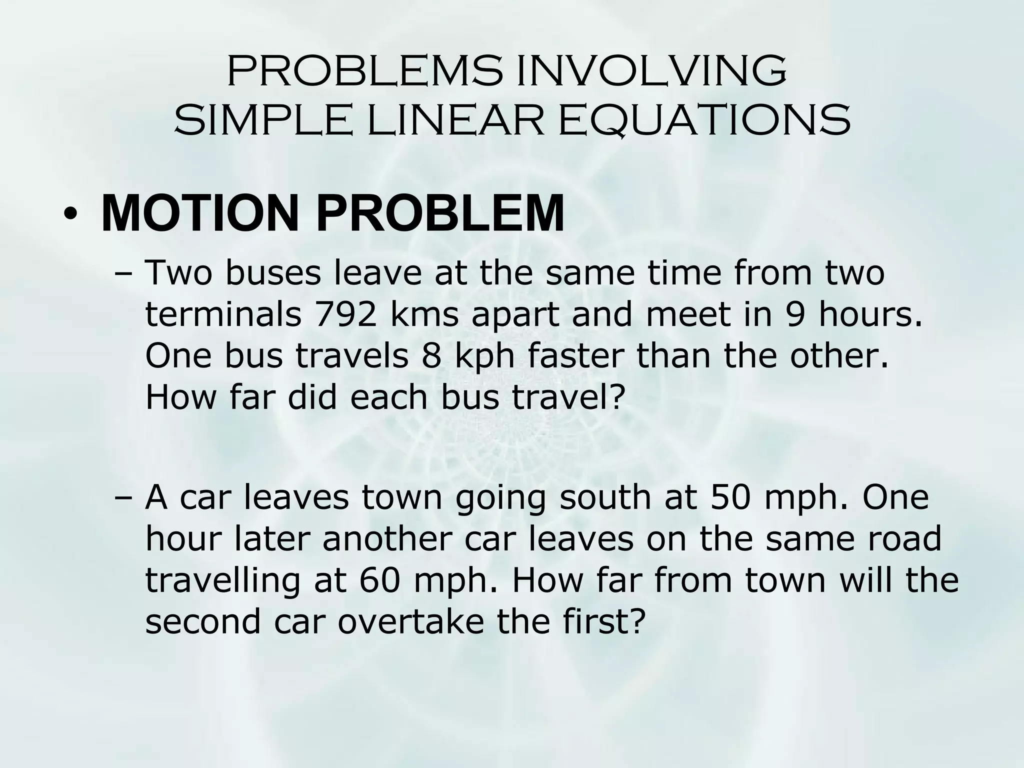 Word Problems Linear | PPT