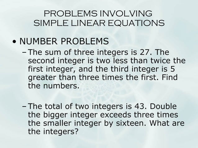 Word Problems Linear | PPT