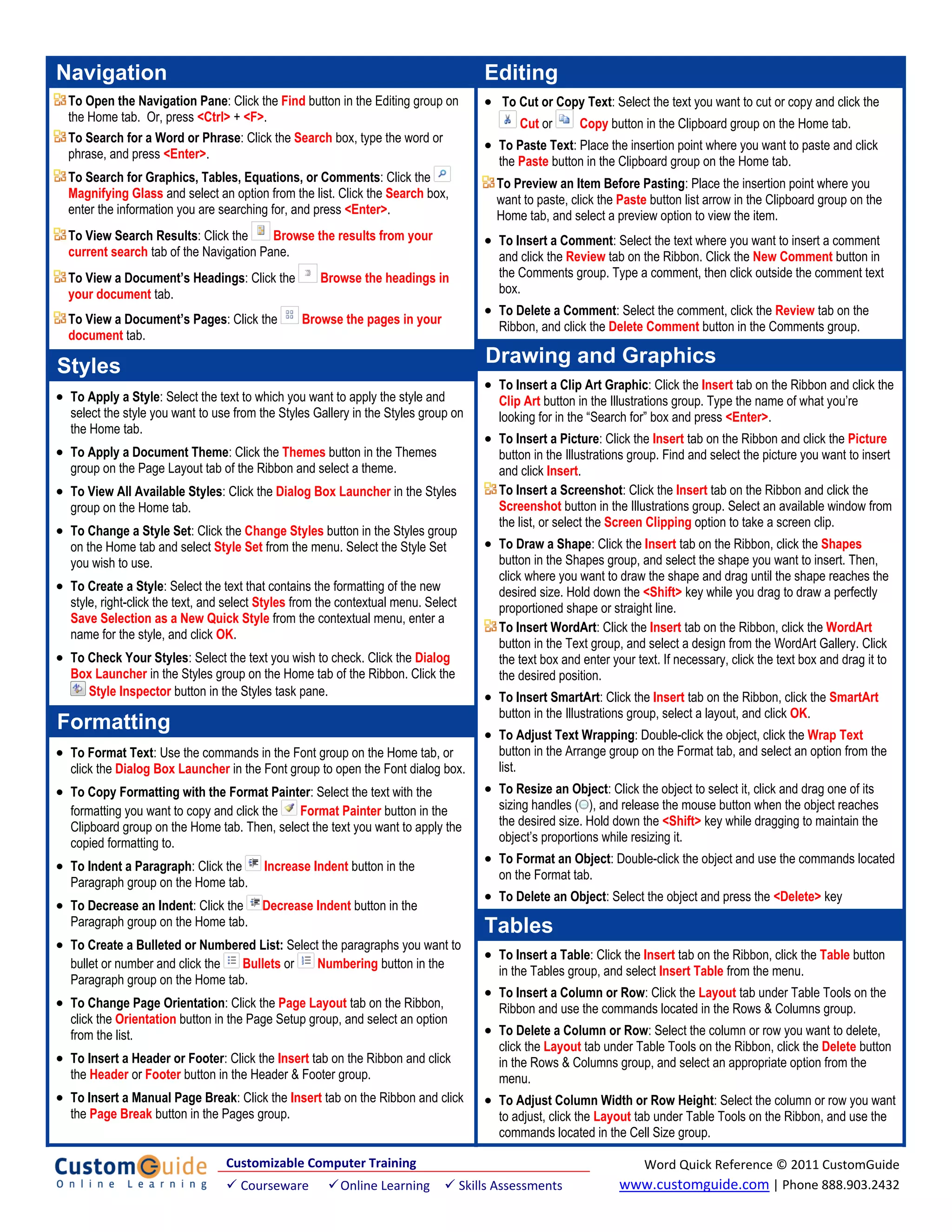 Word quick-reference-2010 | PDF | Desktop Publishing | Computer ...