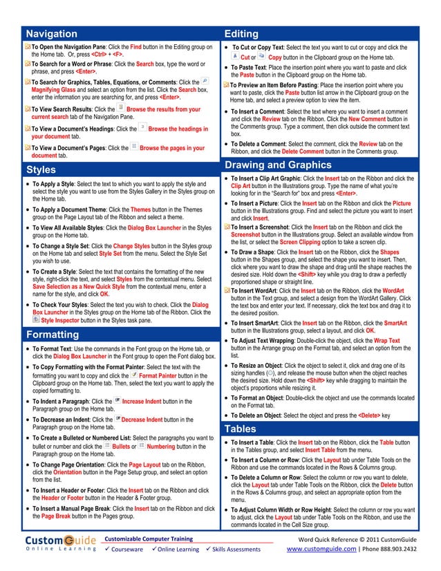 Word quick-reference-2010 | PDF | Desktop Publishing | Computer ...