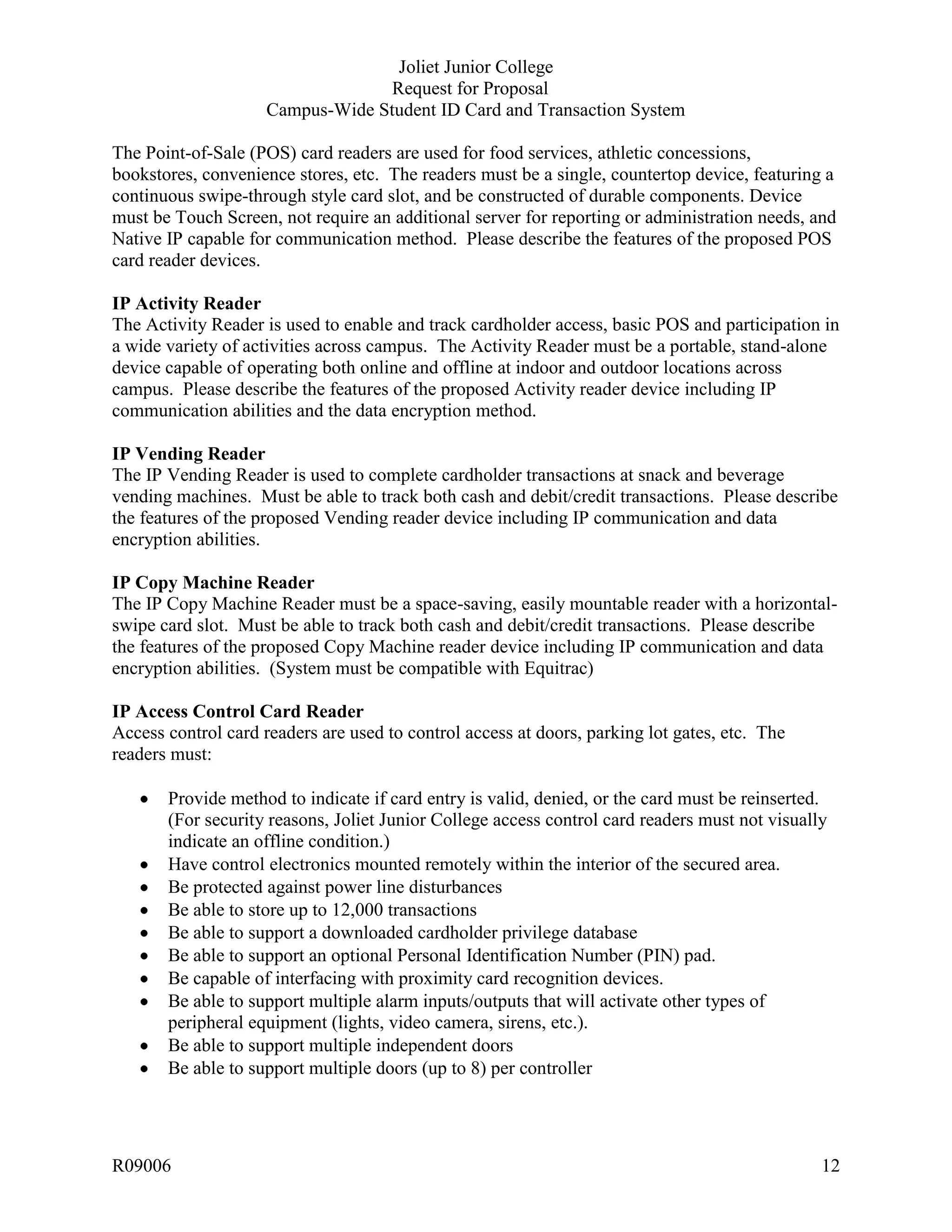 WORD - Request for Proposal Campus-Wide Student ID Card and ... | DOCX