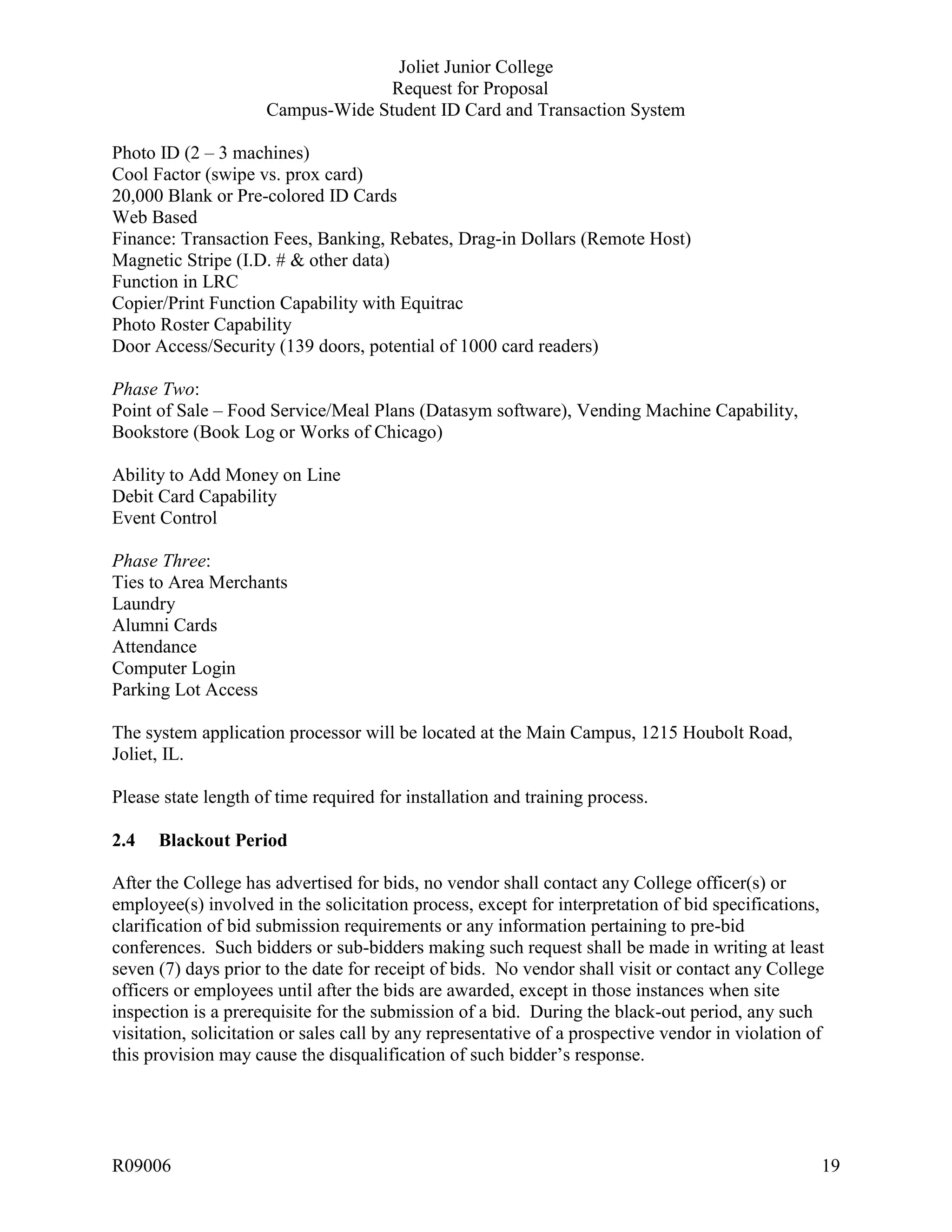 WORD - Request for Proposal Campus-Wide Student ID Card and ... | DOCX