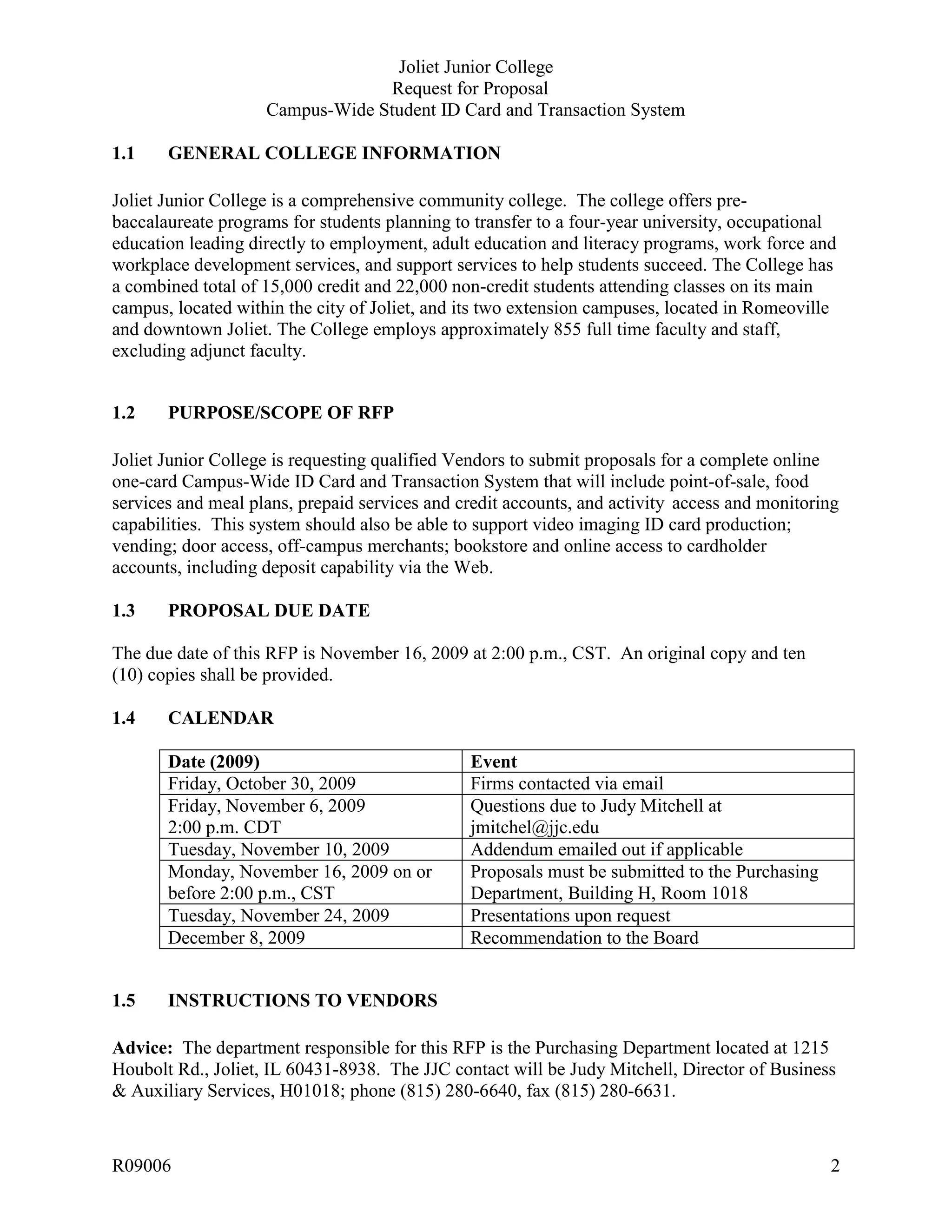 WORD - Request for Proposal Campus-Wide Student ID Card and ... | DOCX