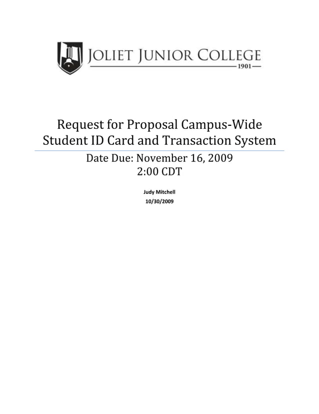 WORD - Request for Proposal Campus-Wide Student ID Card and ... | PDF