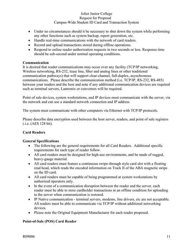 WORD - Request for Proposal Campus-Wide Student ID Card and ... | PDF