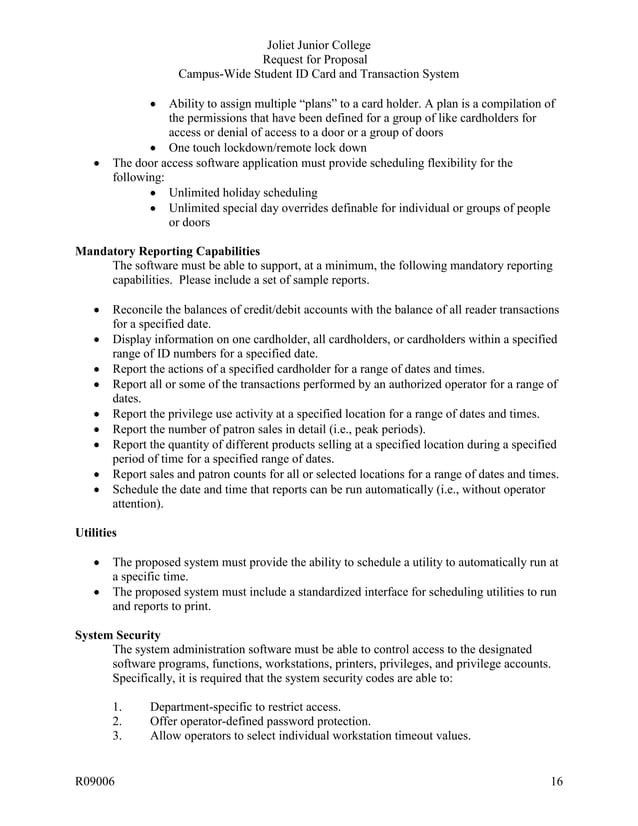 WORD - Request for Proposal Campus-Wide Student ID Card and ... | PDF