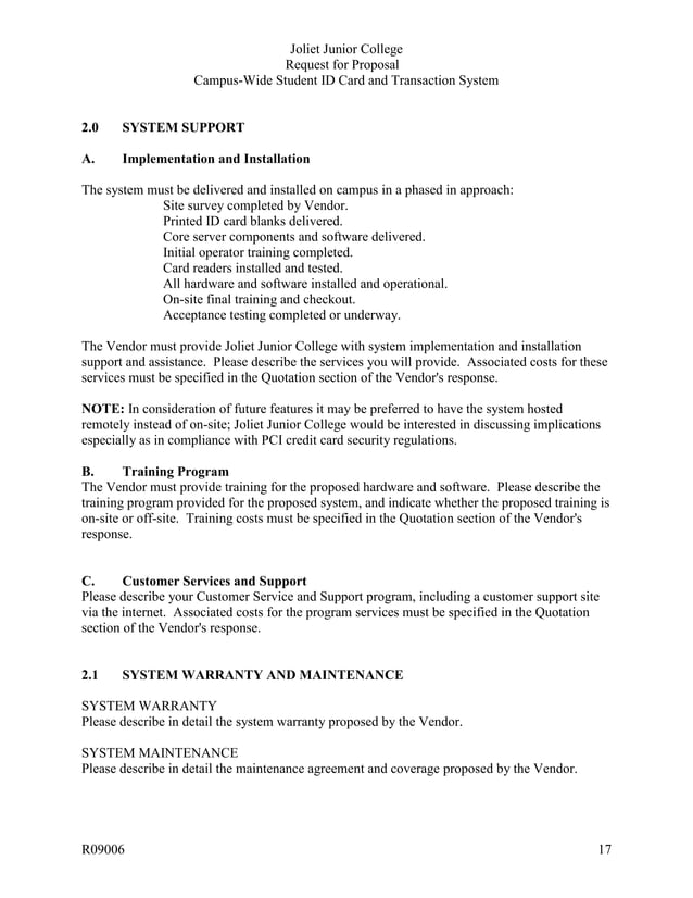 WORD - Request for Proposal Campus-Wide Student ID Card and ... | PDF