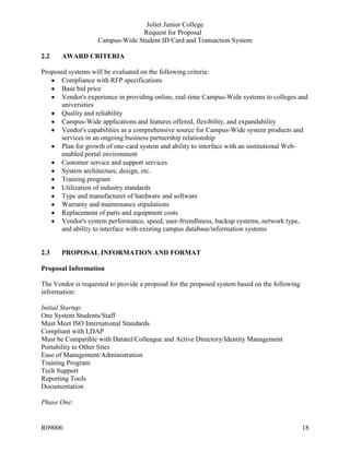 WORD - Request for Proposal Campus-Wide Student ID Card and ... | PDF