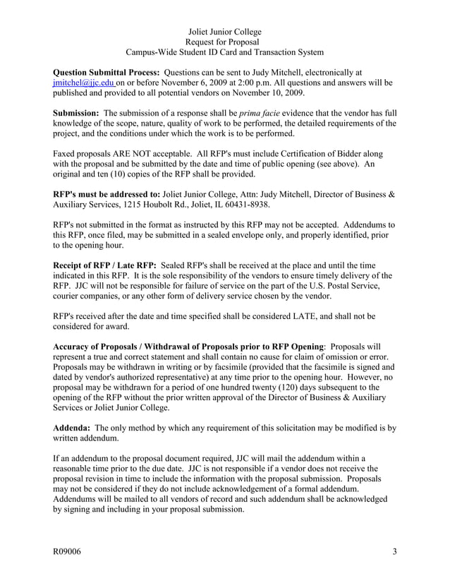 WORD - Request for Proposal Campus-Wide Student ID Card and ... | PDF