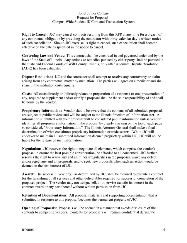 WORD - Request for Proposal Campus-Wide Student ID Card and ... | PDF