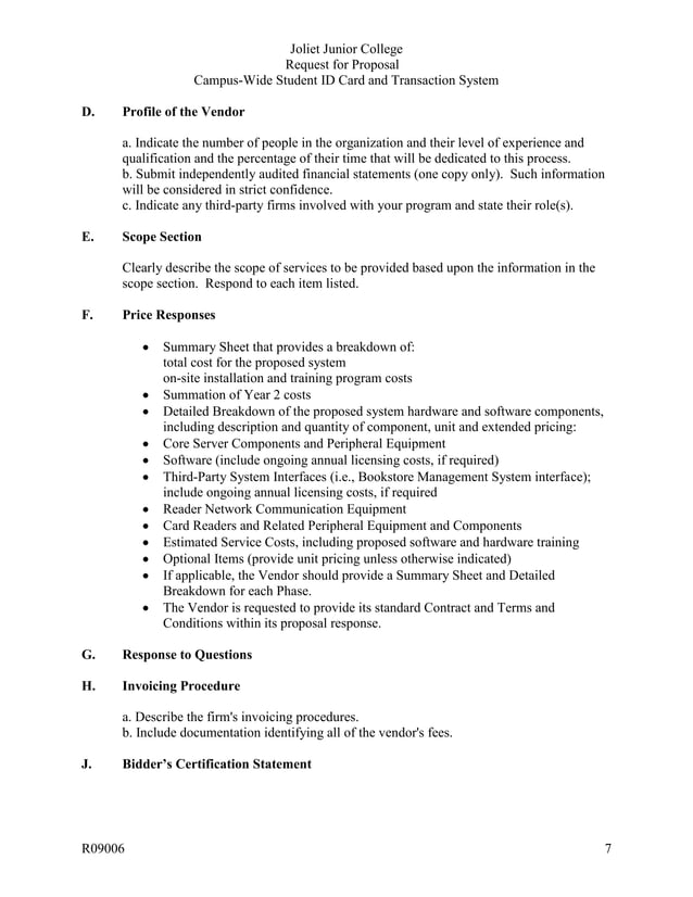 WORD - Request for Proposal Campus-Wide Student ID Card and ... | PDF
