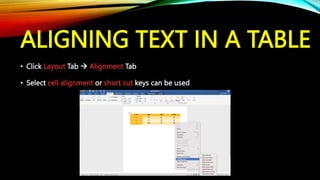 Word - Table.pptx for computer subject table creation | PPT