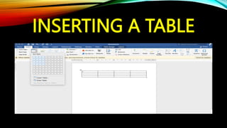 Word - Table.pptx for computer subject table creation | PPT