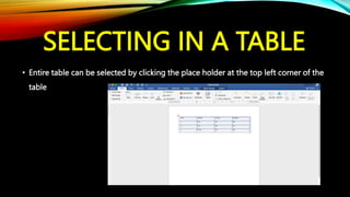 Word - Table.pptx for computer subject table creation | PPT