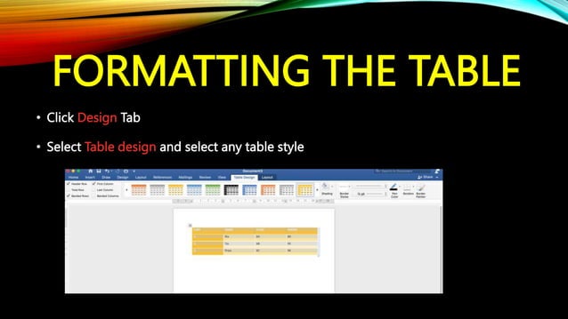 Word - Table.pptx for computer subject table creation | PPT