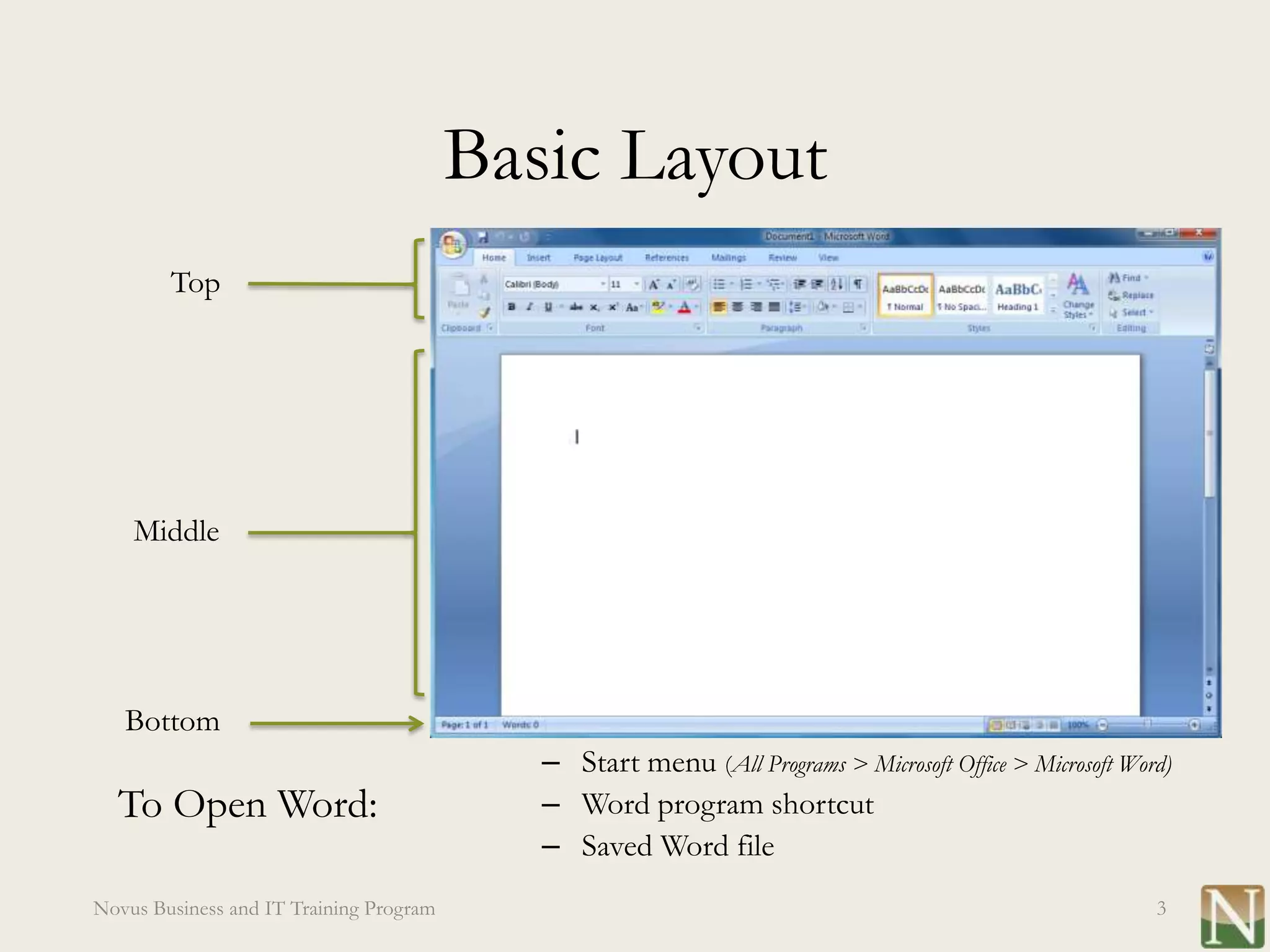 Word Lesson 1: Word Basics | PPTX